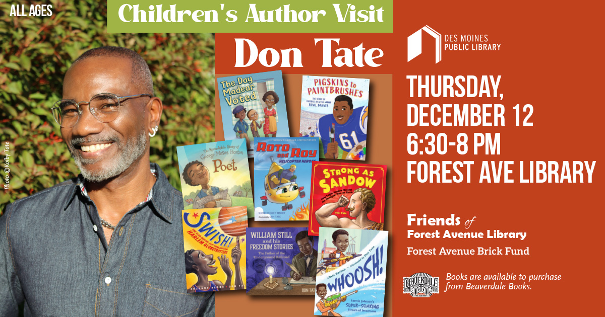 DMPL Podcast: Children's Author and Illustrator Don Tate | Des Moines Public Library